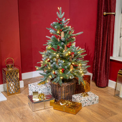 100cm Kensington Pre Lit Potted Spruce Artificial PE Christmas Tree By ...