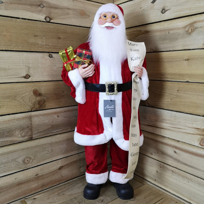 100cm Standing Indoor Santa Claus / Father Christmas with List Plush ...