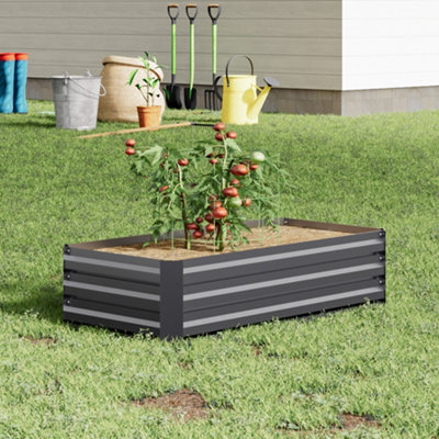 100cm W Rectangle Metal Raised Bed Galvanized Raised Planter Box Garden ...