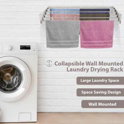 100CM Wall Mounted Airer Towel Drying Rack Extendable Folding Clothes Dryer