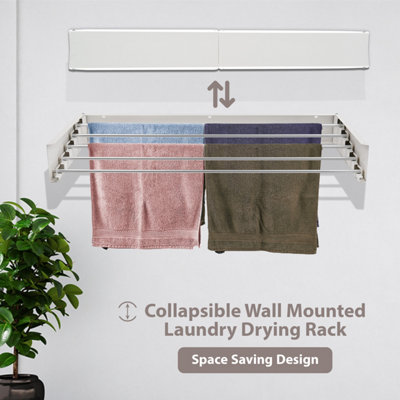 100CM Wall Mounted Airer Towel Drying Rack Extendable Folding Clothes Dryer