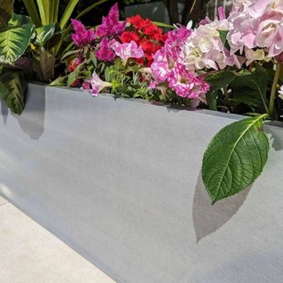 100cm Zinc Galvanised Brushed Silver Trough Planter