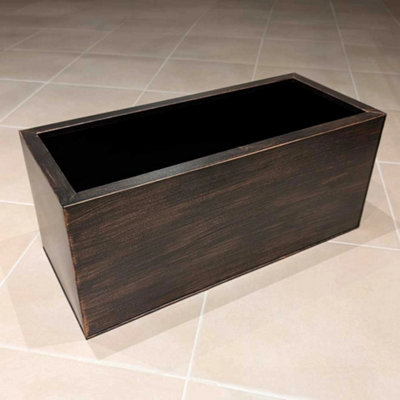 100cm Zinc Hand Finished Brushed White & Copper Trough Planter