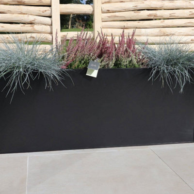 100cm Zinc Matte Black Trough Planter