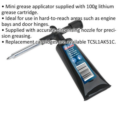 100g Mini Grease Applicator - Lithium Grease Cartridge - Dispensing Nozzle