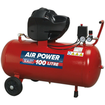 100L Oil-Free V-Twin Air Compressor with 3 hp Induction Motor for ...