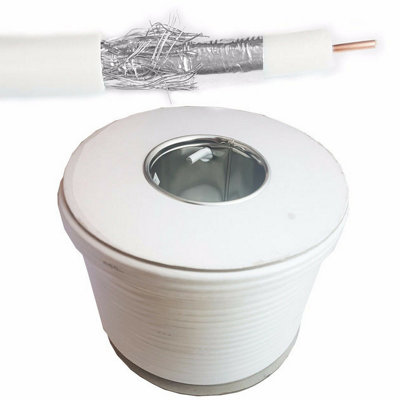 100m (330 ft) - White Outdoor Coaxial RG6 Aerial Cable Shielded ...