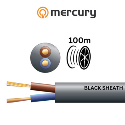 100m Cable 3182Y 2 Core Round PVC, 300/500V, HO5VV-F2, 10A - 100m Reel ...