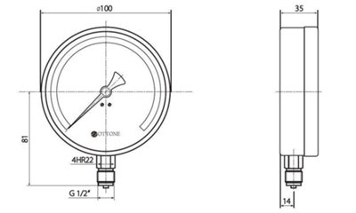 100mm 6 Bar Pressure Gauge Air Oil Water Meter 1/2" BSPT Side Entry ...