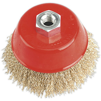 100mm Brassed Steel Cup Wire Brush - M14 x 2mm Thread - Up to 8500 rpm ...