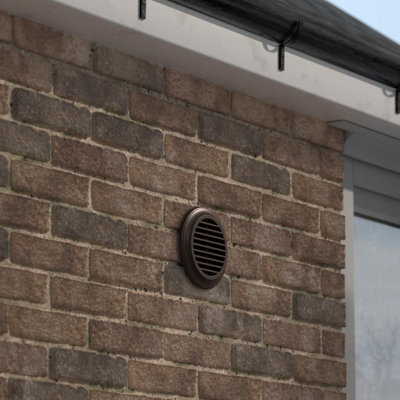 100mm Brown Round Fixed Blade Wall Vent Grille for Ducting, Fans ...