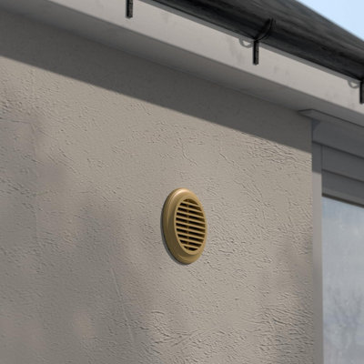 100mm Cotswold Stone Round Fixed Blade Wall Vent Grille for Ducting ...