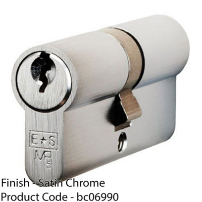 100mm EURO Double Cylinder Lock - 5 Pin Satin Chrome Fire Door Key ...