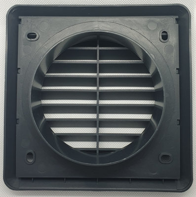 100mm External Grey Louvered Grille Vent (4" Spigot)