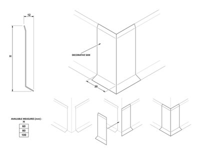 100mm External Modular Steel Corners for Steel Skirting Boards - Copper ...