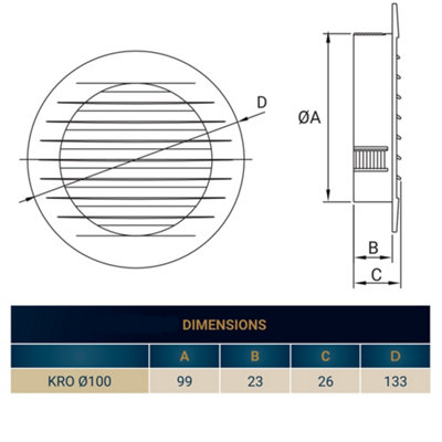 100mm round White Air Vent Grille/Duct Covers with Fly Screen/Anti ...