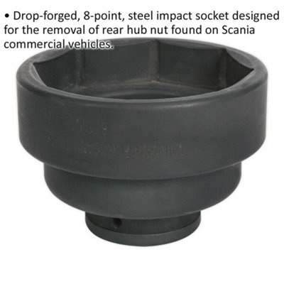 100mm SCANIA Rear Hub Nut Socket - Heavy Duty 8 Point Impact Bit for 3/ ...