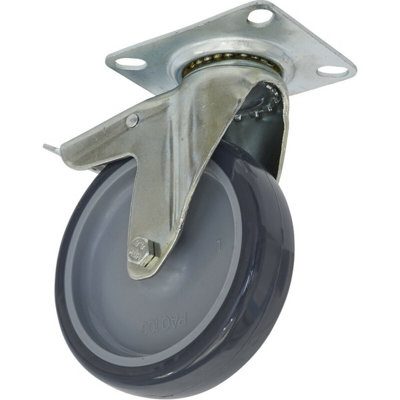 100mm Swivel Plate Offset Castor Wheel - Hard PP & PU Wheel - Total ...
