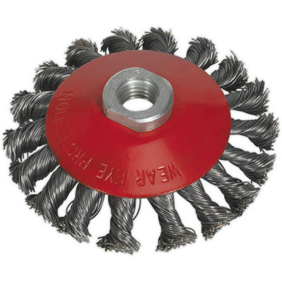 100mm Twisted Steel Conical Wire Brush for Power Tools - M14 x 2mm ...
