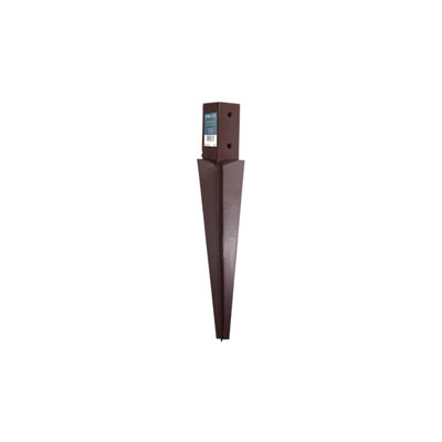 100mm x 100mm Drive In Post Support with 750mm Spike - Epoxy Brown