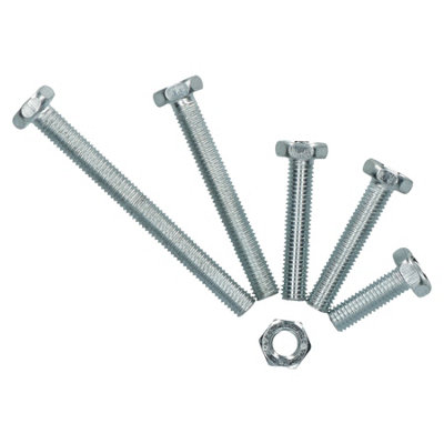 100pc Nut And Bolt Set 10mm Thread (M10 x 1.5) Various Length 30-100mm ...