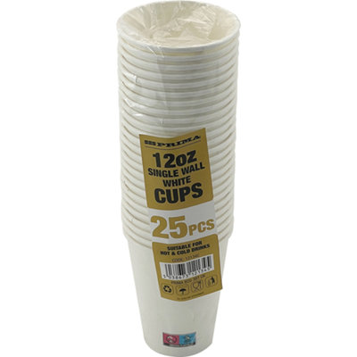 100Pc Single Wall White Drinking Cups Water Hot & Cold Drinks ...