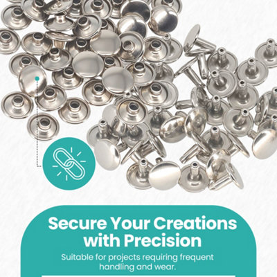 100pcs Double Cap Rivets with 3 Fixing Tools, Leather Rivets Tubular ...