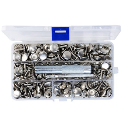100pcs Double Cap Rivets with 3 Fixing Tools, Leather Rivets Tubular ...
