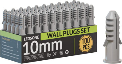 100Pcs Grey Wall Plugs 10mm Plasterboard, Raw Screw Plugs Plastic Fish ...