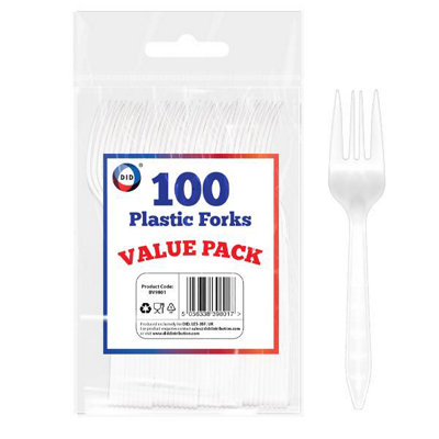 100pcs Heavy Duty Plastic Forks | DIY at B&Q