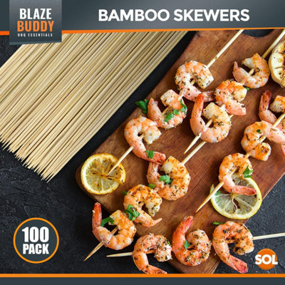 100pk Bamboo Skewers 30cm, Wooden BBQ Sticks for Grilling and Kebabs ...