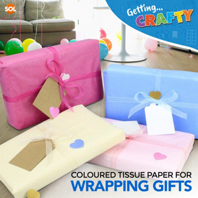 100pk Coloured Tissue Paper For Wrapping Gifts Craft Arts Gift Boxes Bags Paper Sheets for