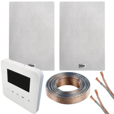 100W Bluetooth Wall Mounted Amplifier & 2x 140W Slim In Wall Speaker Kit