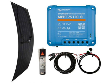100w Flexible Black Solar Panel Kit With 10A Victron Energy Smart ...