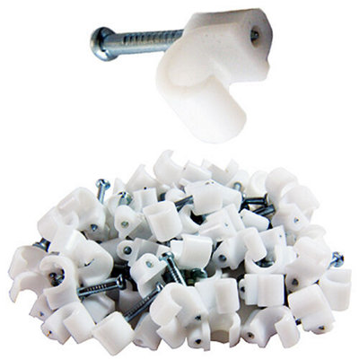 100x 3 4mm White BT Telephone Phone Line Round Cable Clips For 2 & 3 ...