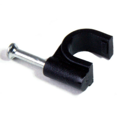 100x 7mm Black Round Cable Clips Coax CAT6 Sky Wall Mounts Aerial Brick ...