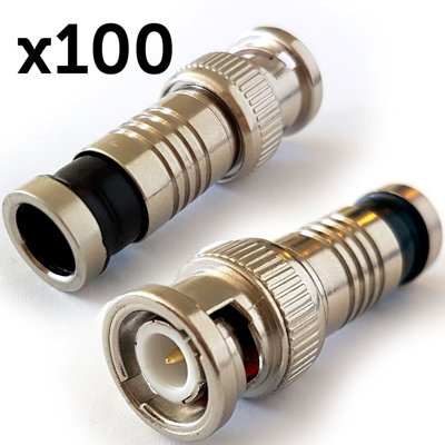 Buy 100x BNC Compression Connectors RG59 Crimp Male Plugs Coaxial Cable ...