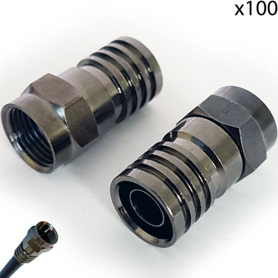 100x PRO Outdoor RG6 F Type Male Hex Crimp Connector Plug Aerial Coax ...