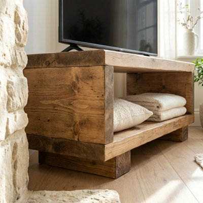 100x30cm TORIE Solid Wood Chunky TV Unit