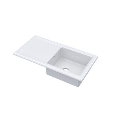 101cm Inset Counter Top Single Bowl Fireclay Ceramic Kitchen Sink with ...