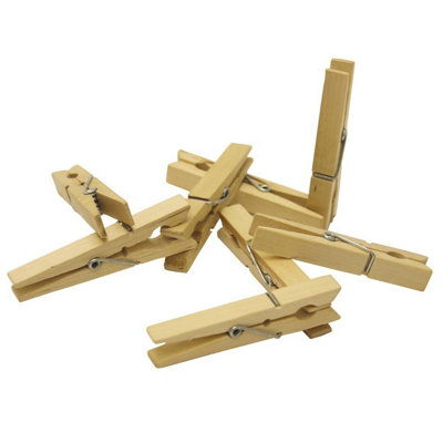 102 Wooden Clothes Pegs Traditional Birch Wood Laundry Washing Line ...