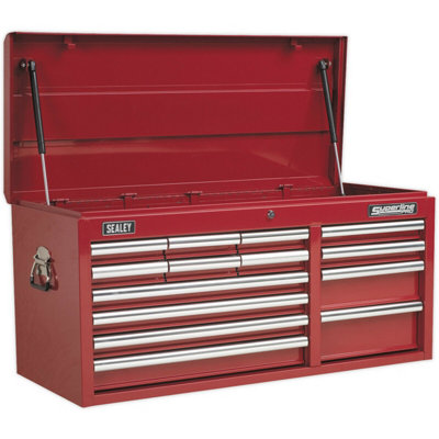 1025 x 435 x 490mm RED 14 Drawer Topchest Tool Chest Lockable Storage ...