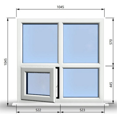 1045mm (W) x 1045mm (H) PVCu StormProof Casement Window - 1 Bottom ...