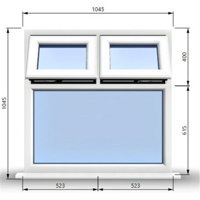 1045mm (W) x 1045mm (H) PVCu StormProof Casement Window - 2 Top Opening ...