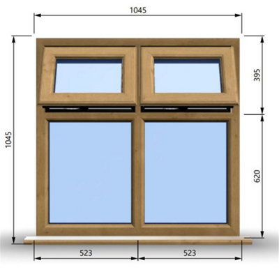1045mm (W) x 1045mm (H) Wooden Stormproof Window - 2 Top Opening ...
