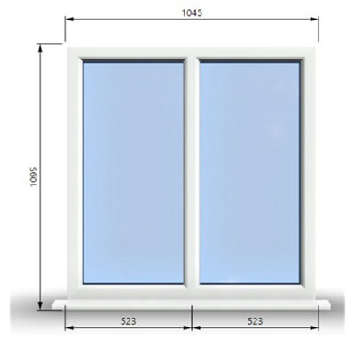 1045mm (W) x 1095mm (H) PVCu StormProof Casement Window - 2 Vertical ...