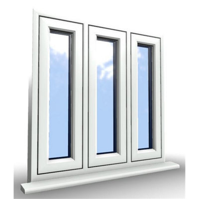 1045mm (W) x 1145mm (H) PVCu Flush Casement Window - 3 Panes Non ...