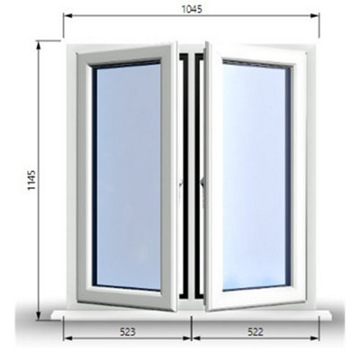 1045mm (W) x 1145mm (H) PVCu StormProof Casement Window - 2 Central ...