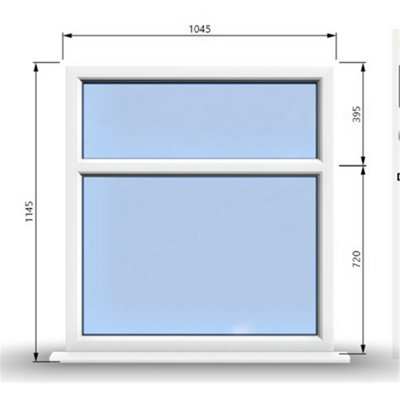 1045mm (W) x 1145mm (H) PVCu StormProof Casement Window - 2 Horizontal ...