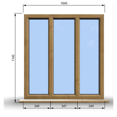 1045mm (W) x 1145mm (H) Wooden Stormproof Window - 3 Pane Non-Opening ...